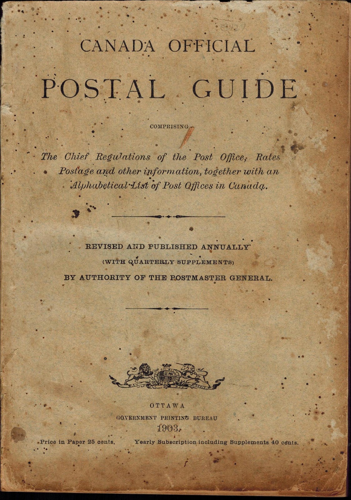 Postal History Corner: Canada Official Postal Guides
