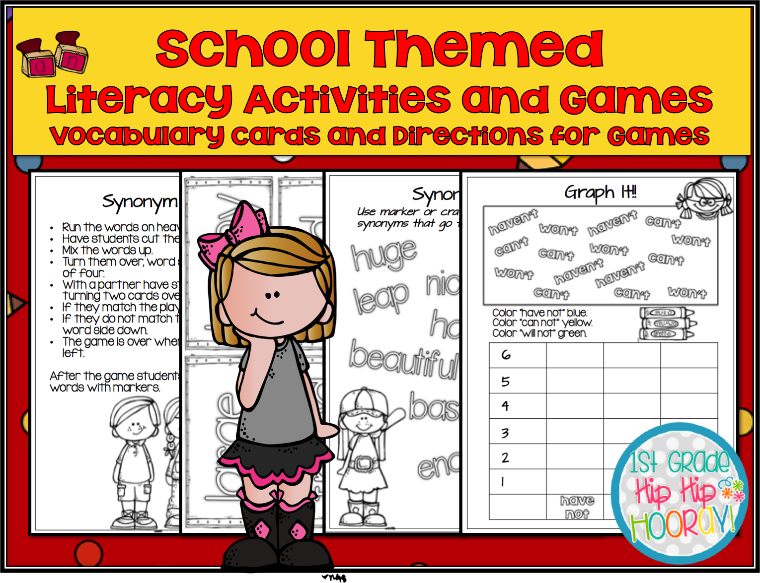 1st Grade Hip Hip Hooray!: School Themed...Literacy Activities and Games