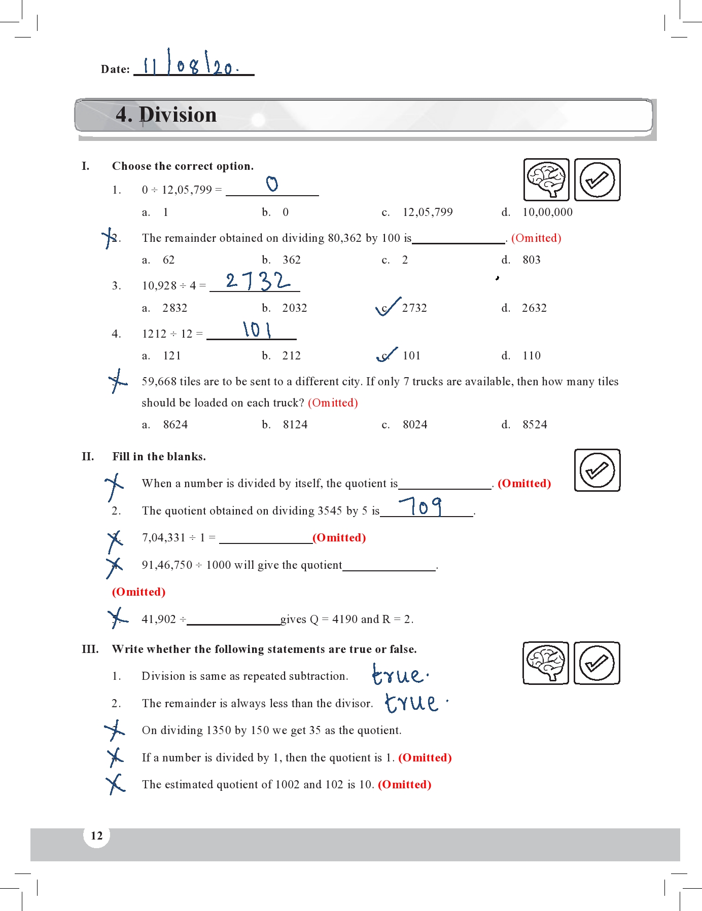 Math - Ch-4 Division Workbook and Mental Math