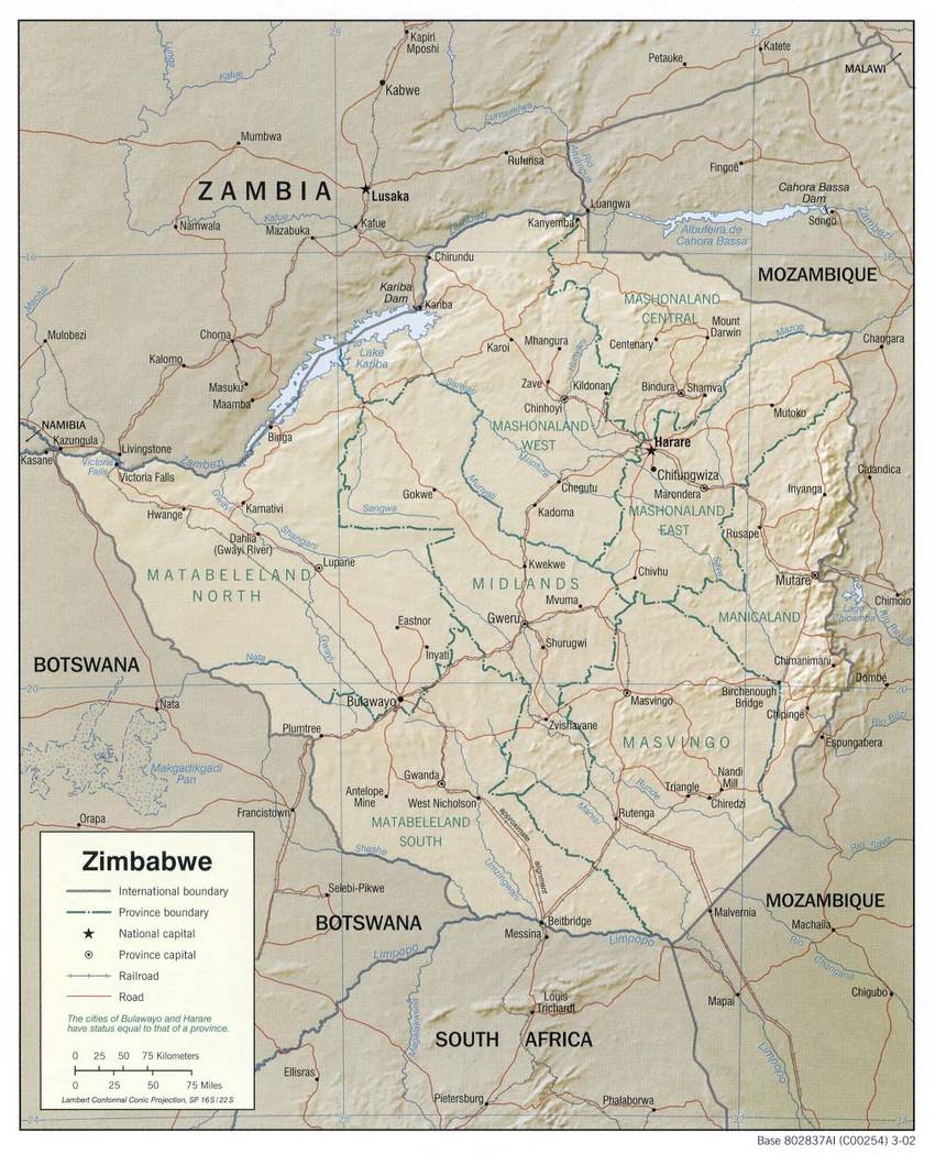 Zimbabwe - Peta geografis Zimbabwe - Geografia Total™