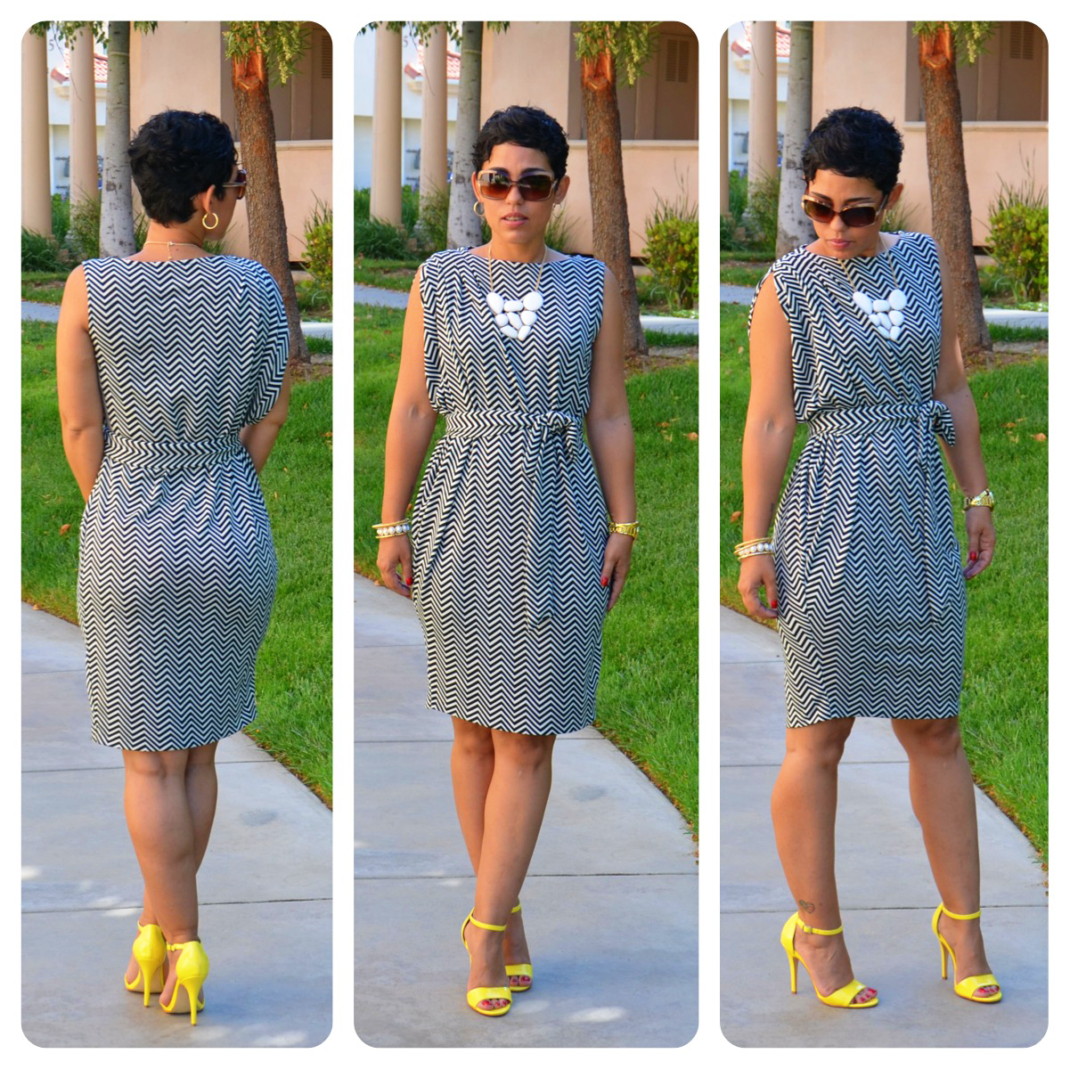 DIY Chevron Print Dress + Pattern Review of V8898 View B |Fashion ...