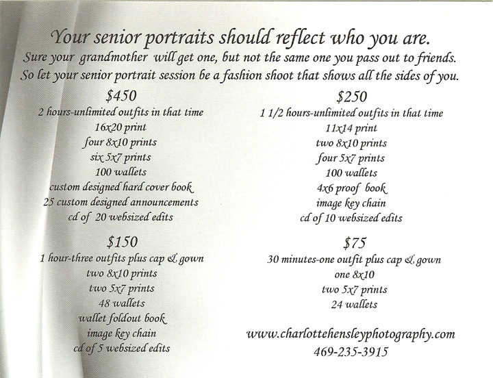Hensley Photography: Senior Portrait Packages