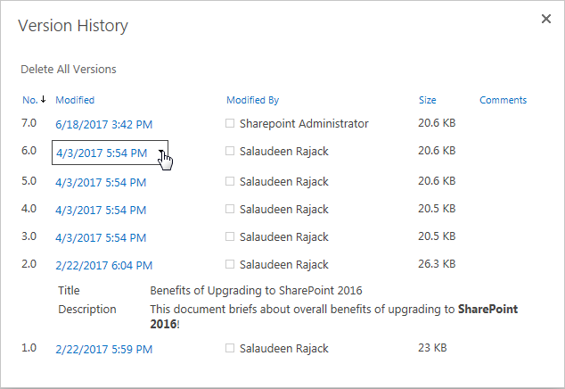 How To Restore Previous Document Version In Sharepoint 2016 Using Powershell Sharepoint Diary 0406