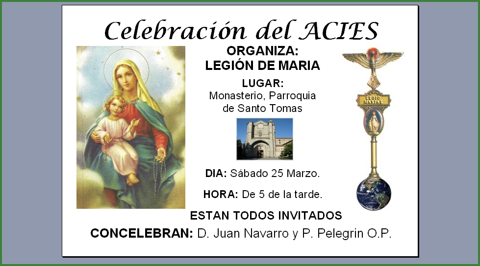 Legión de María en Ávila: 25 de Marzo Celebración del Acies