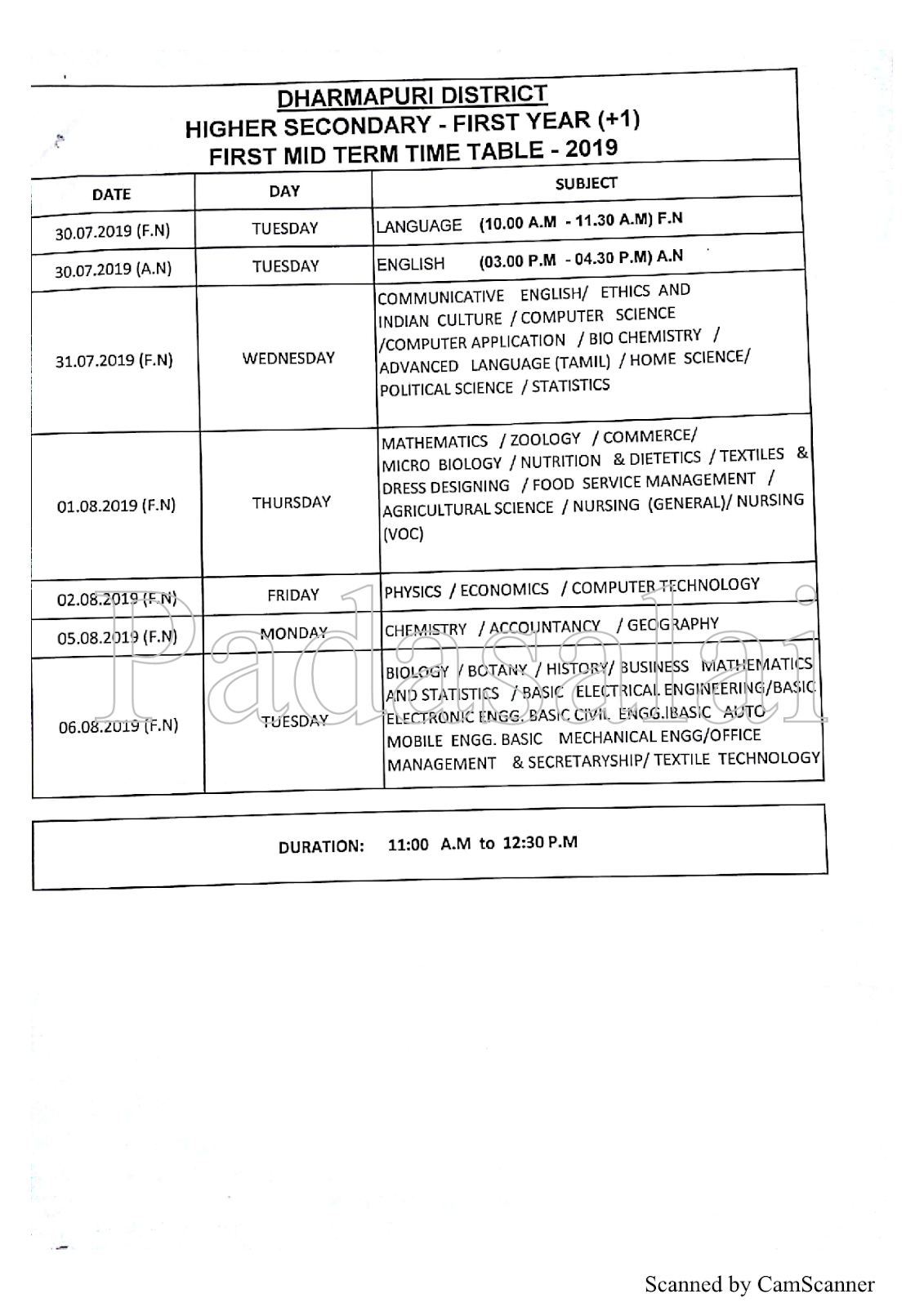 First Mid Term Exam 2019 - Time Table ~ Padasalai.Net - No.1 ...