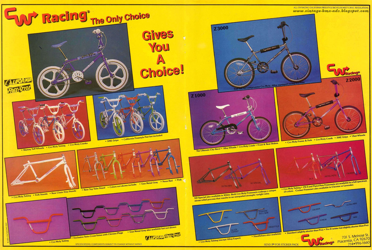 Vintage BMX Ads: CW Racing The Only Choice - Gives You A Choice!