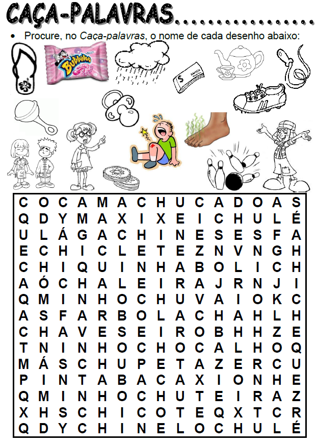 Ortografia - Atividades com palavras que têm CHA - CHE - CHI - CHO - CHU