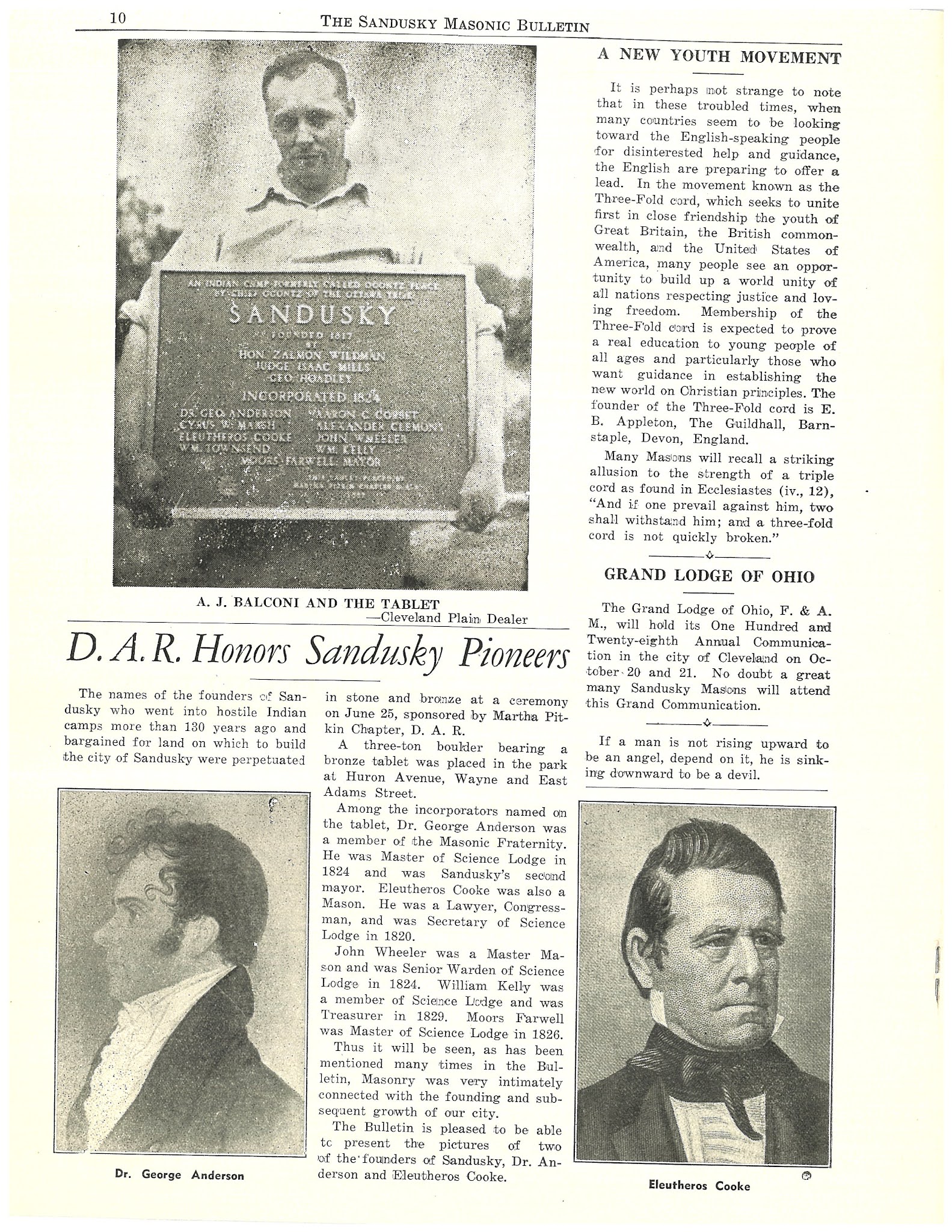 Sandusky History: Plaque Honoring Sandusky’s Pioneers