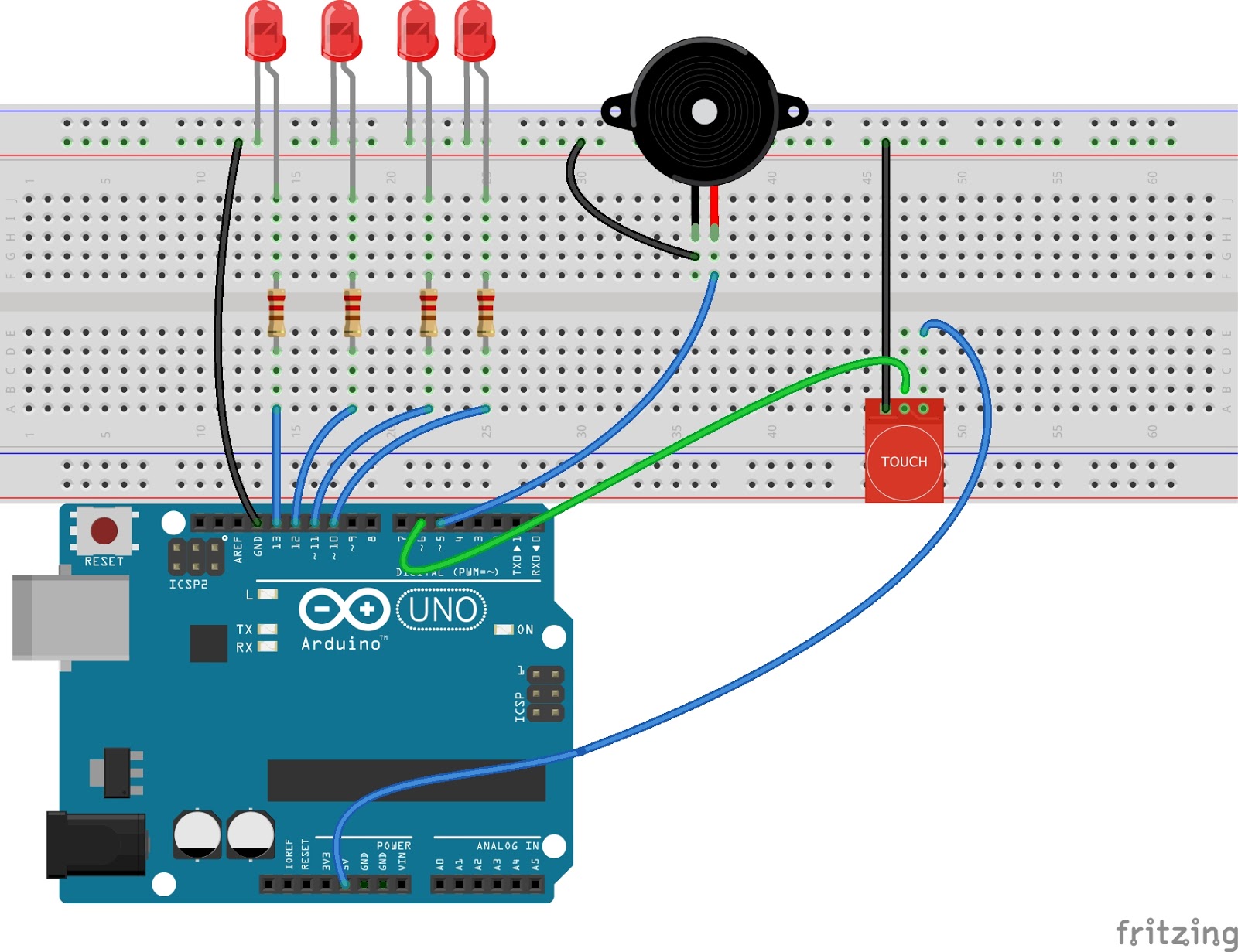 TTP223 Touch Sensor Based 7 LED Pattern Project Using Arduino UNO by ...