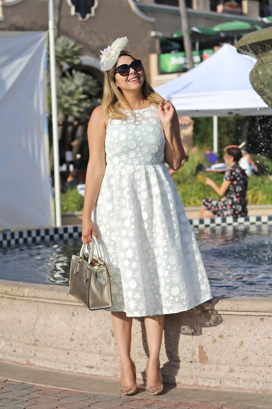 Midi White Dress for Opening Day Del Mar - Lil bits of Chic