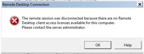 The remote session was disconnected because there are no Remote Desktop ...