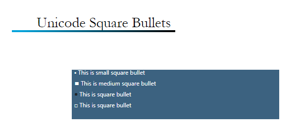 Tip : Square bullets example in Jaspersoft Reports - Unicode square ...