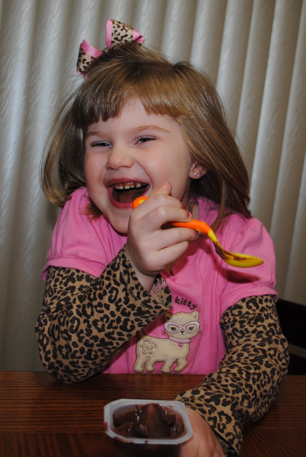 Brooke is finally a big sister!: This girl loves pudding!