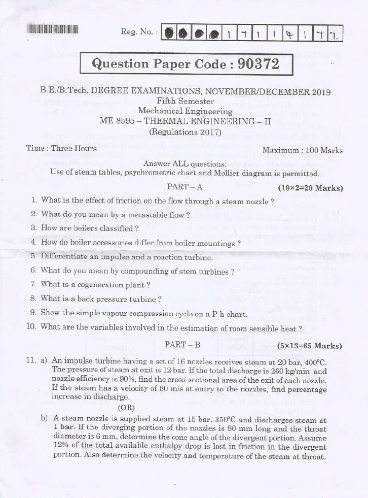 Anna University ME 8595 THERMAL ENGINEERING II NOVEMBER DECEMBER anna-university-me-8595-thermal-engineering-ii-november-december