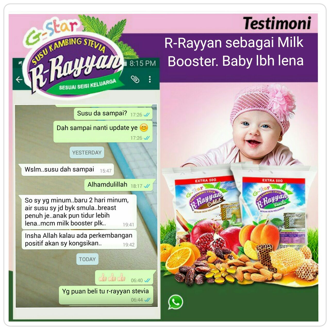 Testimoni R-Rayyan Susu Kambing Milk Booster