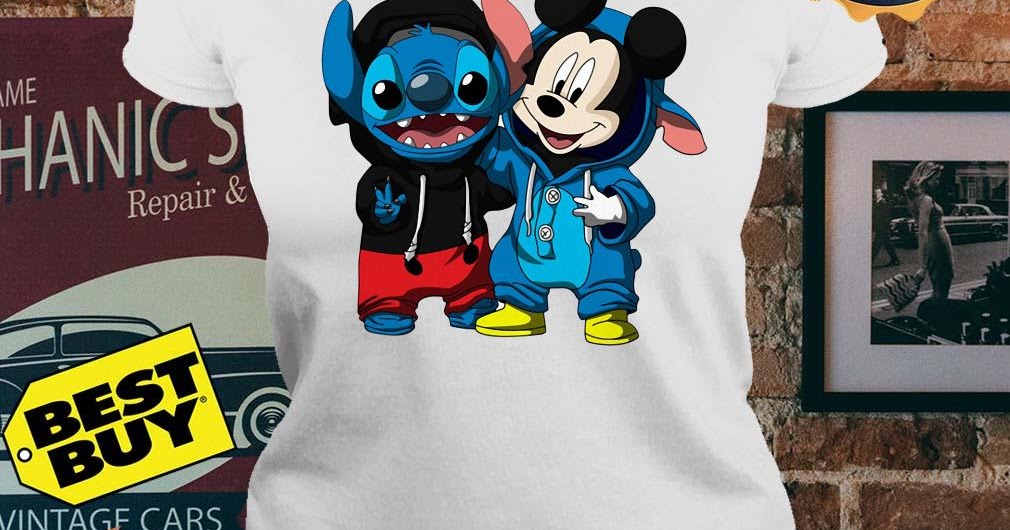Baby stitch and mickey mouse weed disney shirt