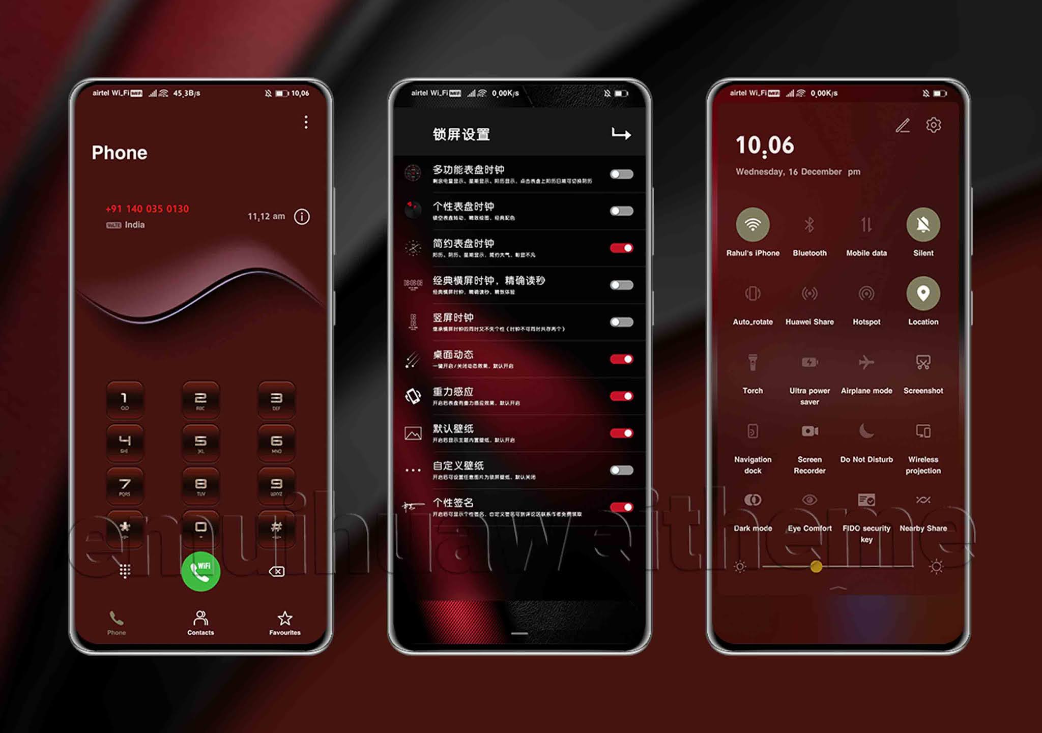 Red Black EMUI Theme With Premium Dark Layout Theme || EMUI 10 Theme ...