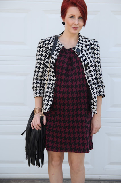 Thrift and Shout: Cute Outfit of the Day: Houndstooth Pattern Mixing