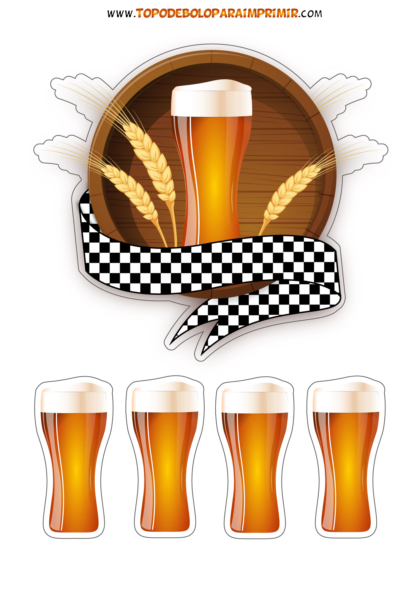 Topper de bolo boteco para imprimir