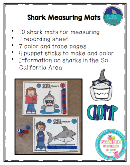 Shark Measuring Mats ~ Preschool Printables