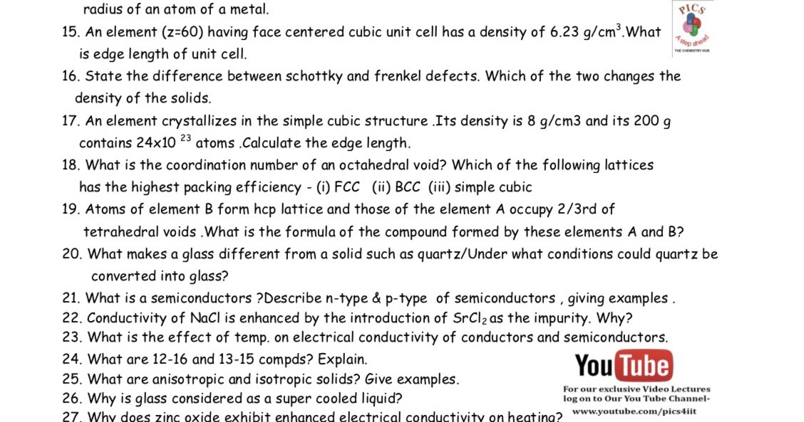 Solid state - Important questions