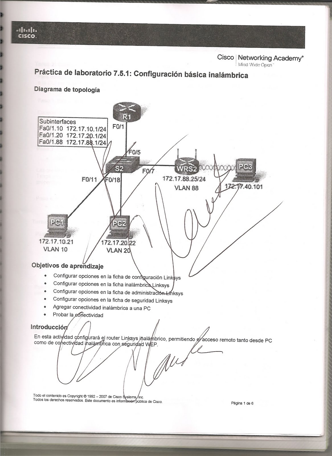 Bitacora de redes inalambricas LAN: Practica 7.5.1 "Configuración ...