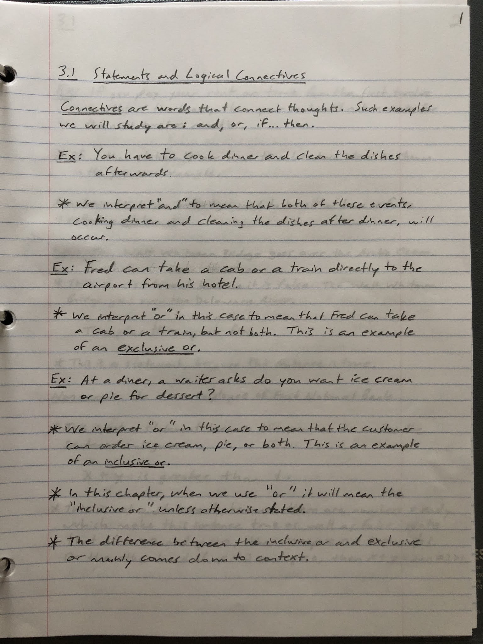 Professor Franks Math Blog 3 1 Statements And Logical Connectives Notes