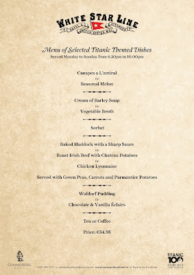 The Commodore Hotel: Titanic Menus