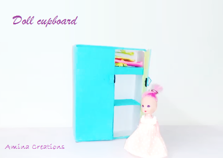 AMINA CREATIONS: MINI CUPBOARD FOR BARBIE/ DIY DOLL CUPBOARD WITH VIDEO