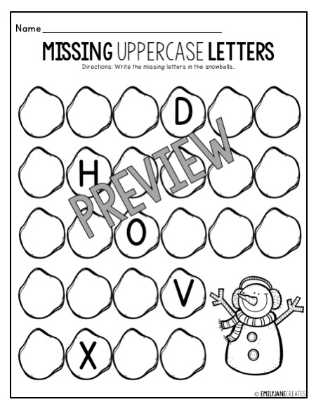 Emily Jane Creates: JANUARY NO PREP KINDERGARTEN PACKET-OVER 100 PAGES!