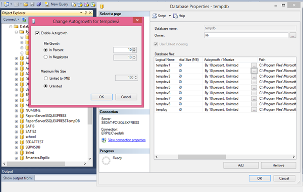 SQL Server Nedir?: TempDb Veritabanının Konfigürasyonu