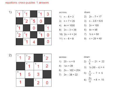 MEDIAN Don Steward mathematics teaching: linear equations cross-puzzles