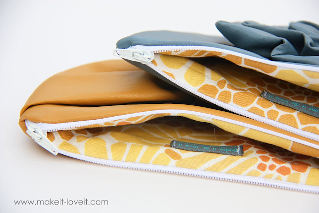 Rounded & Embellished {Faux Leather} Zipper Pouches | Make It & Love It
