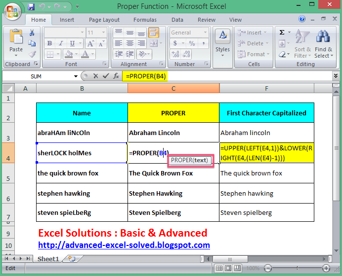 Uses Of Proper Function Replace Upper And Lower Function Combination To Get Sentence Case