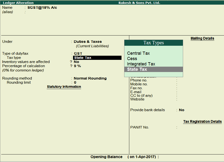 GST (Ledger Entries)
