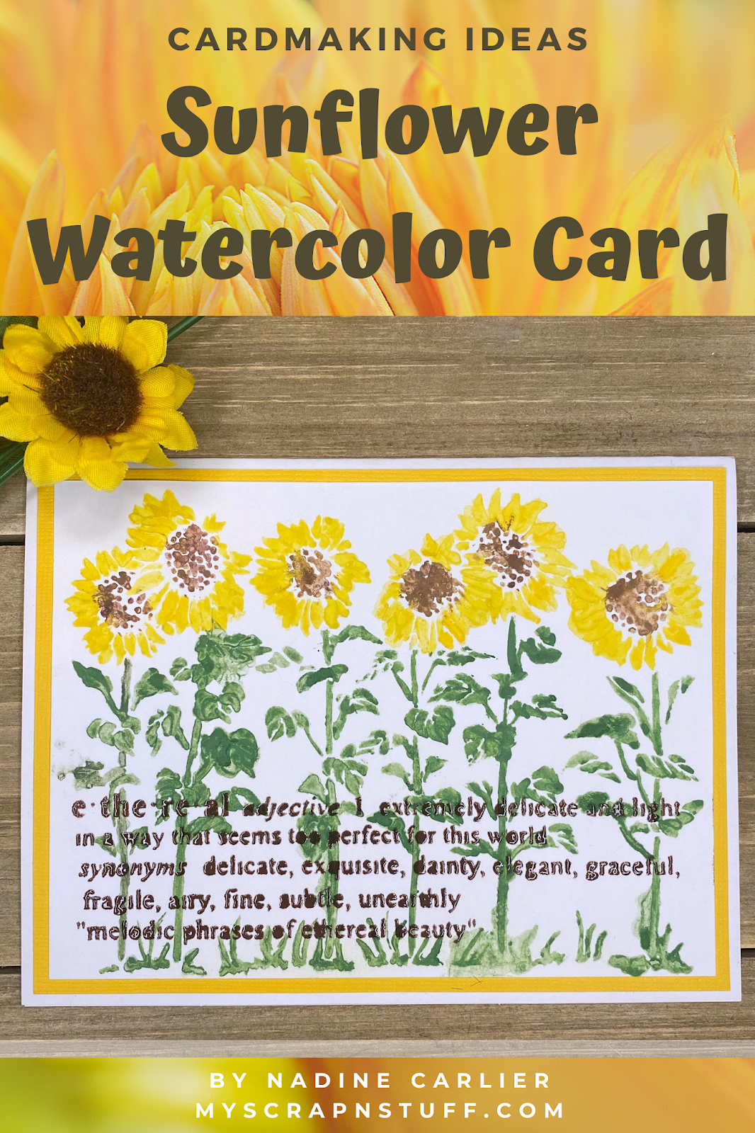 Sunflower Watercolor Card ~ Nadine Carlier