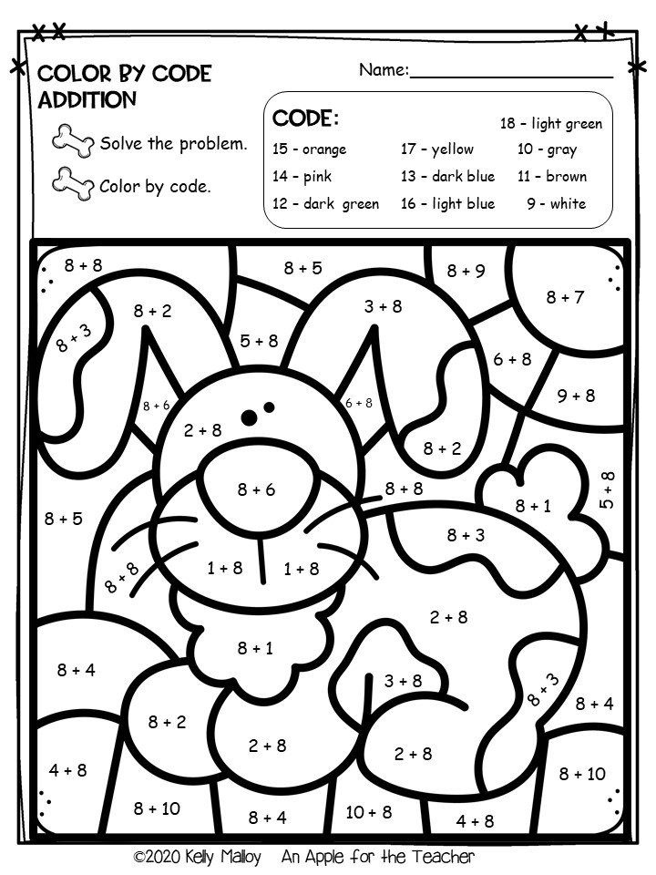 An Apple For The Teacher: Pets Color By Number Worksheets
