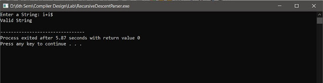 Program to implement Recursive Descent Parsing in C.