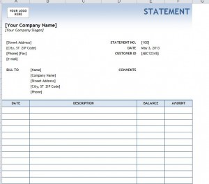 Billing Statement Template For Excel - Invoice Template