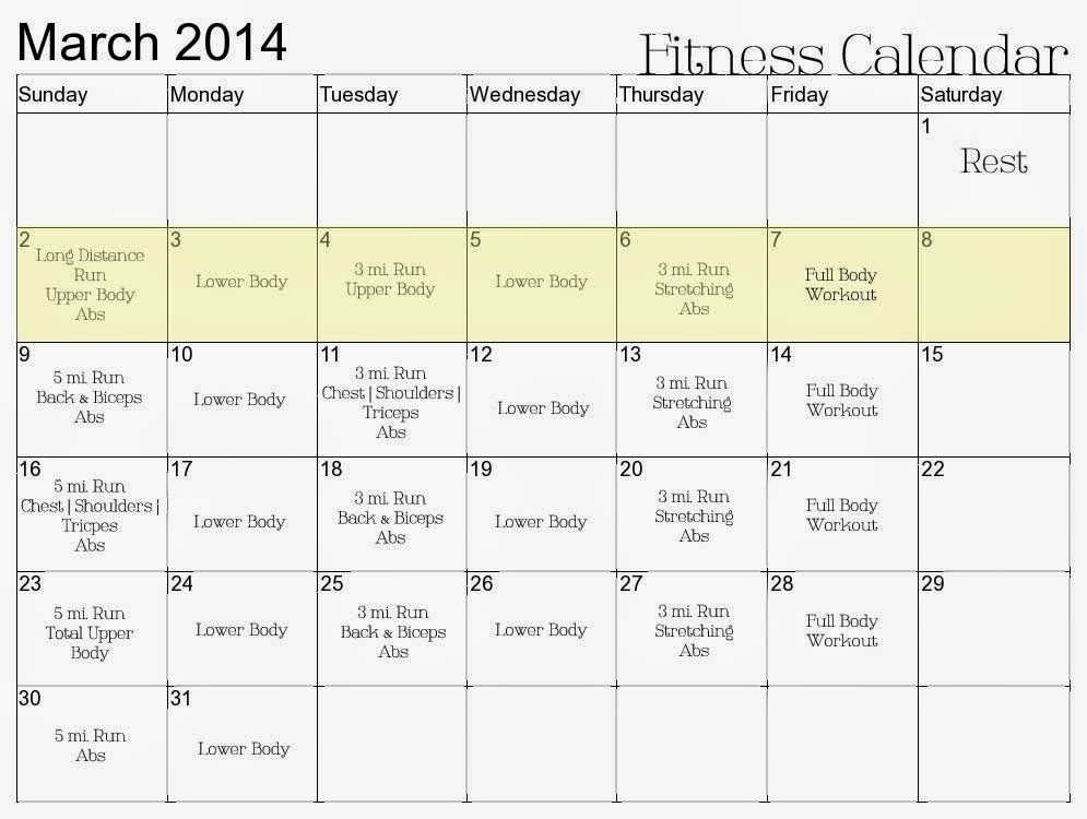 Fit 2 Be: Week 1 - March Fitness Schedule