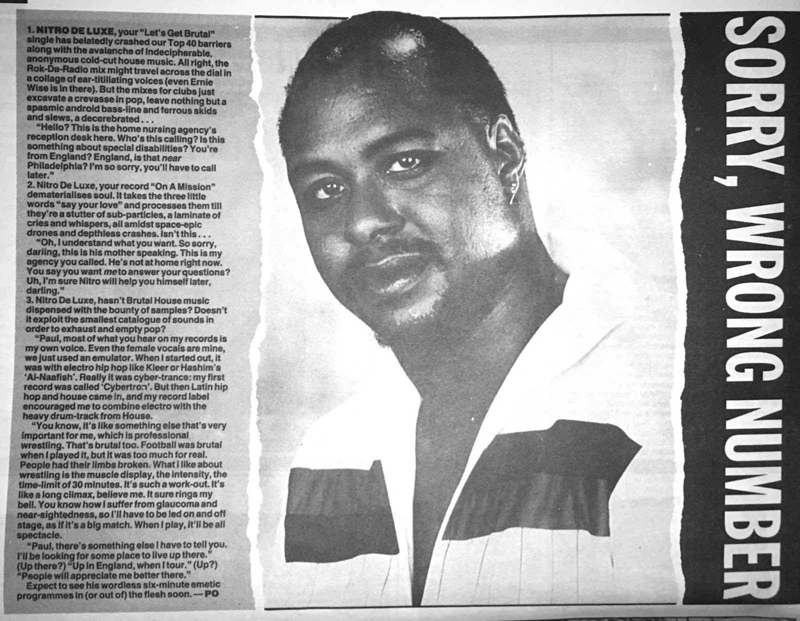 PANTHEON: Paul Oldfield, Nitro Deluxe interview, Melody Maker, 1988