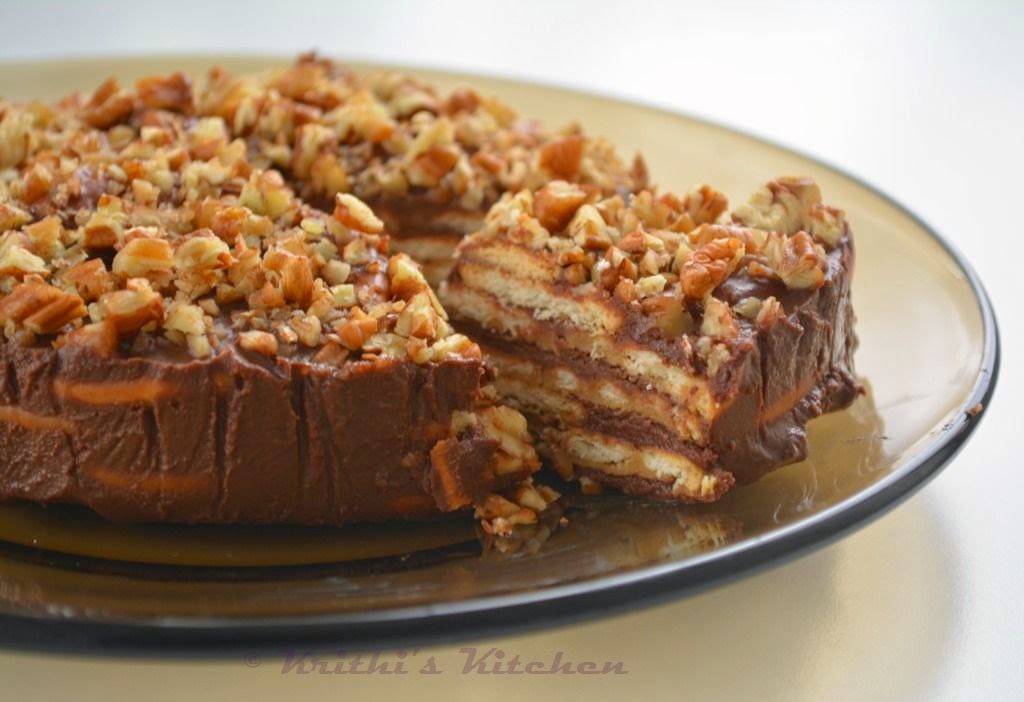 Krithi's Kitchen: Chocolate Biscuit Eggless Pudding / No Bake Marie ...