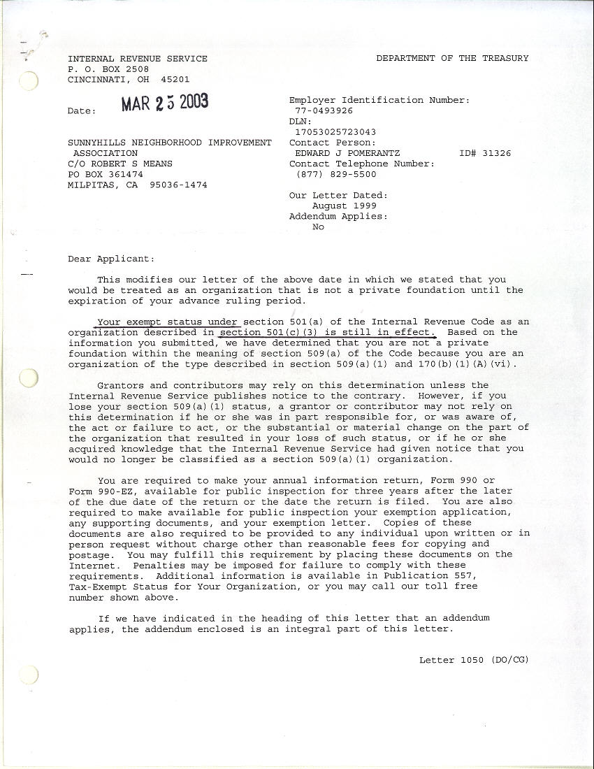 Irs 501C3 Determination Letter ~ Thankyou Letter