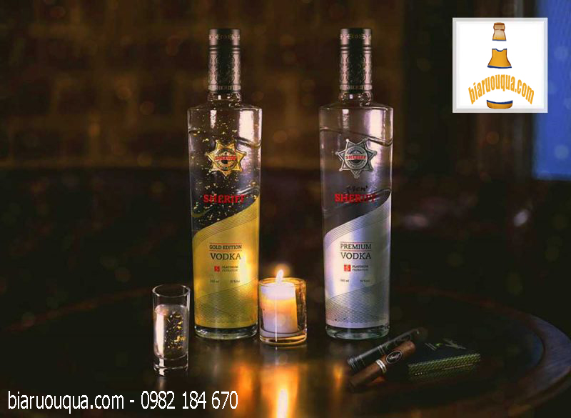 Rượu Vodka Men' Sheriff Gold Star vảy vàng 30% chai 565ml