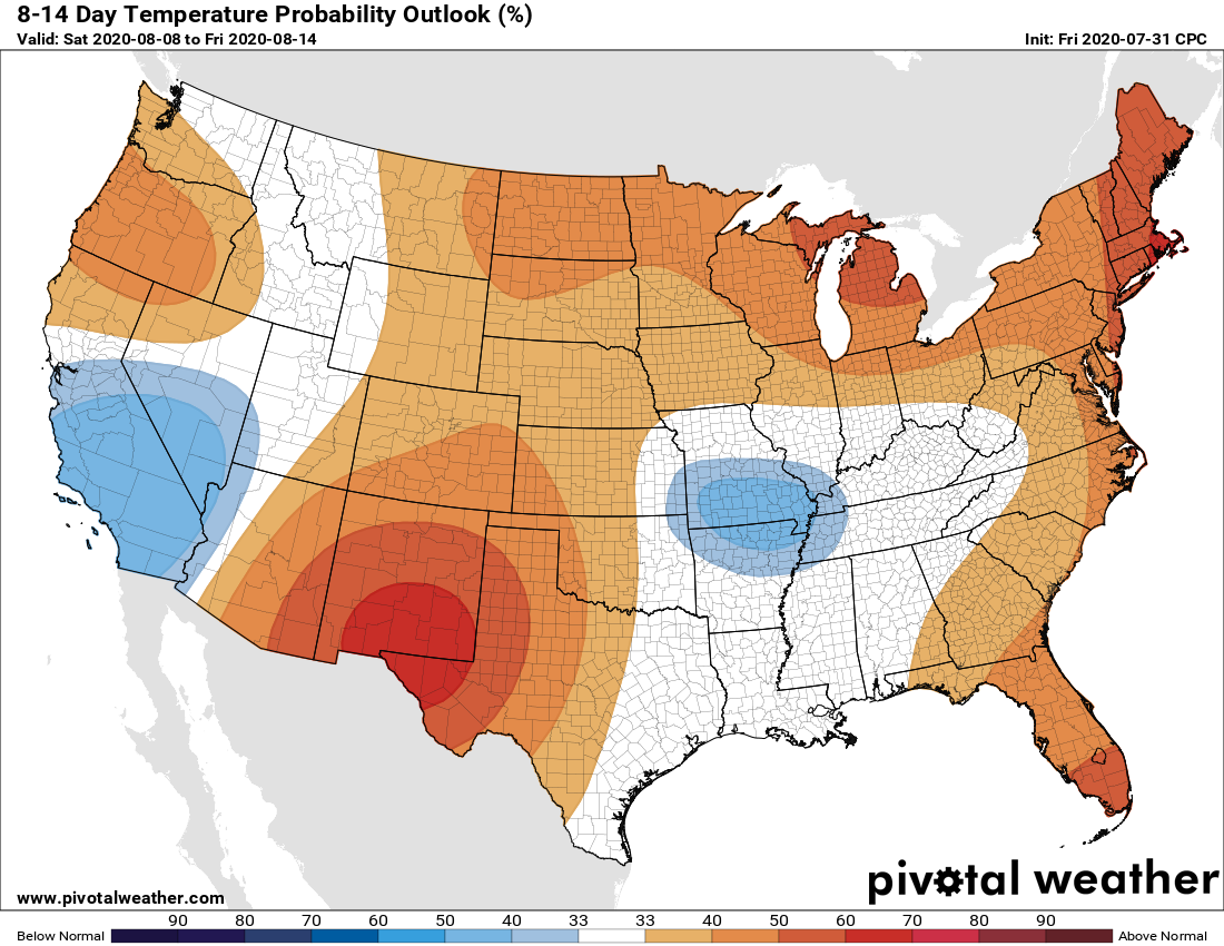 Notes on July heat, plus a look ahead at pleasant August conditions ...
