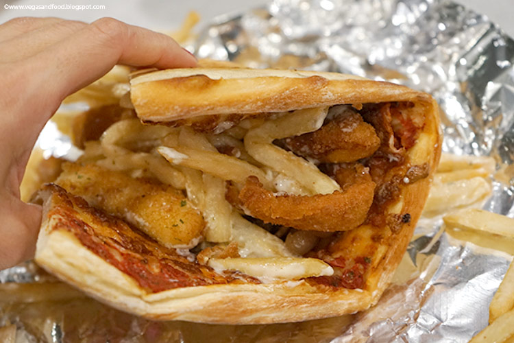 Fat Sal’ Fat Fuhgettaboutit pizza sandwich - Vegas and Food