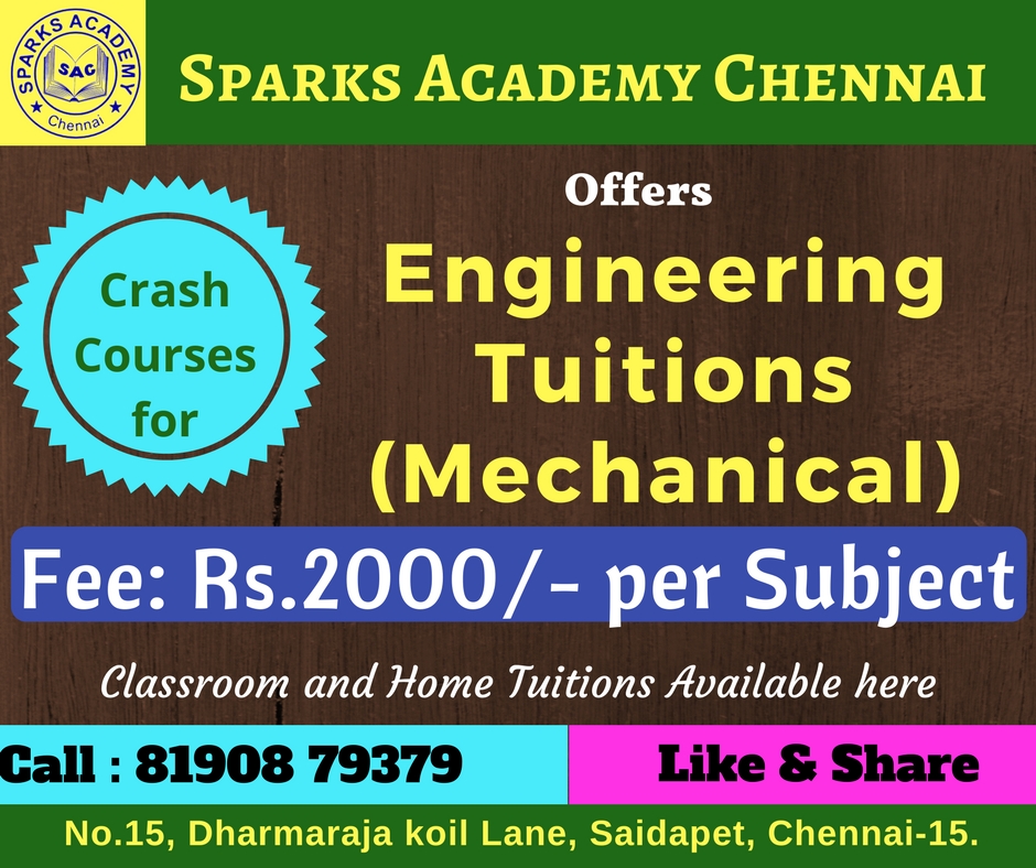 Sparks Academy Chennai: Crash Course for Mechanical Engineering Subjects