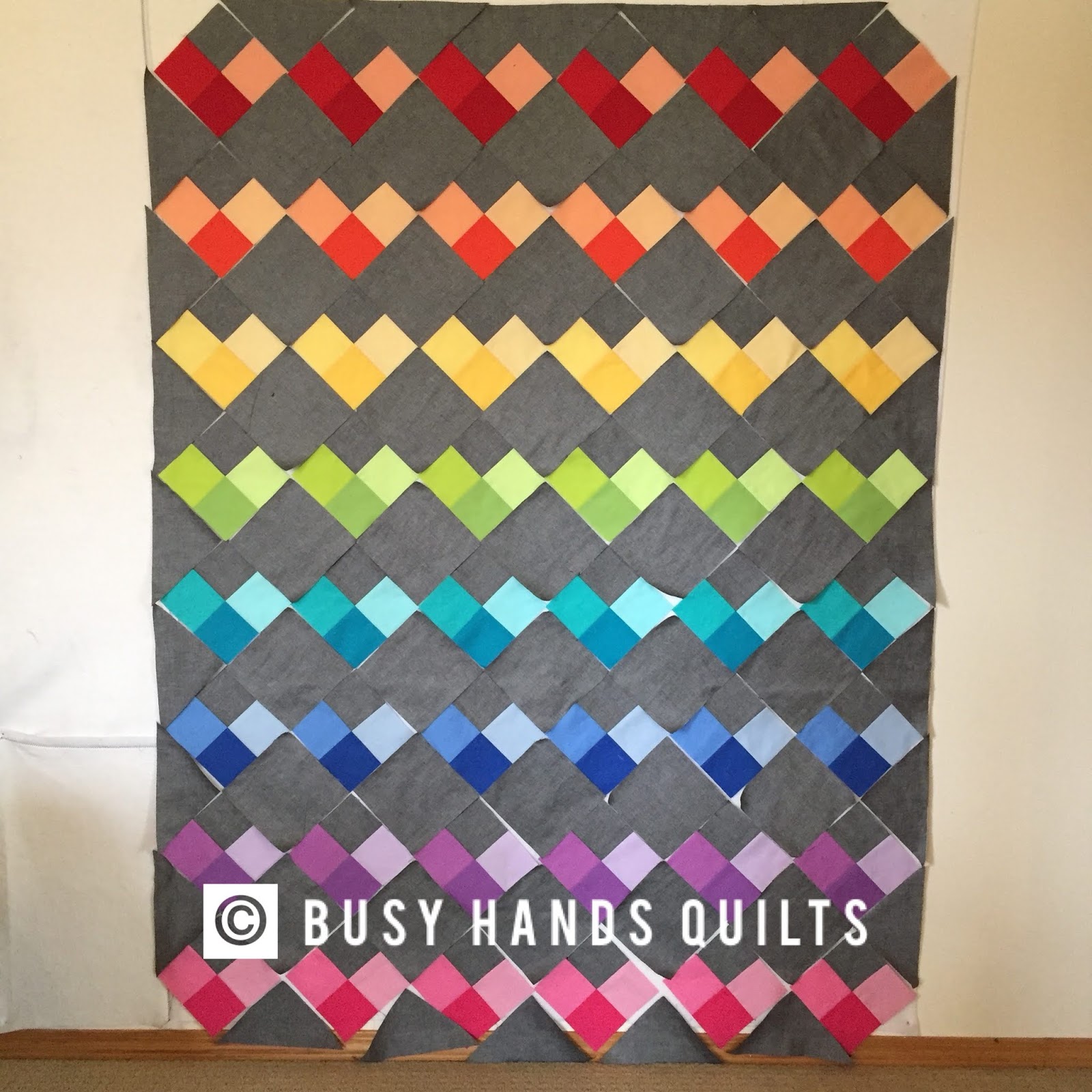 Busy Hands Quilts: Rainbow Quilty Hearts Quilt in Progress | Finished ...