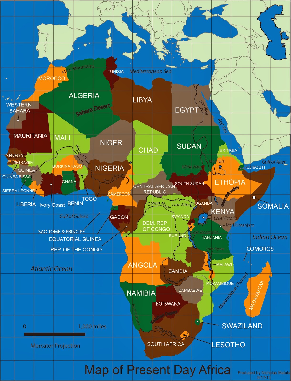 Geography 200: Africa Reference map