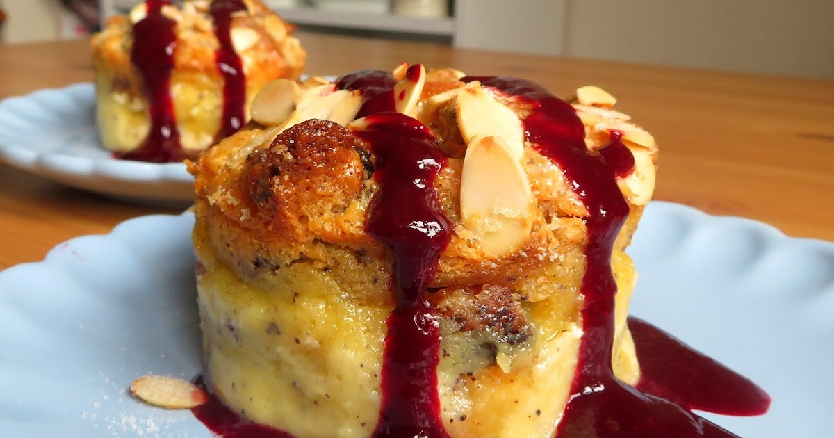 Sweet Almond Bread Pudding with Blackberry Sauce | The English Kitchen